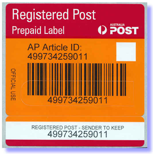 Aust Post Registered Mail WWW KITCHENG COM AU WWW KITCHENGADGETS COM